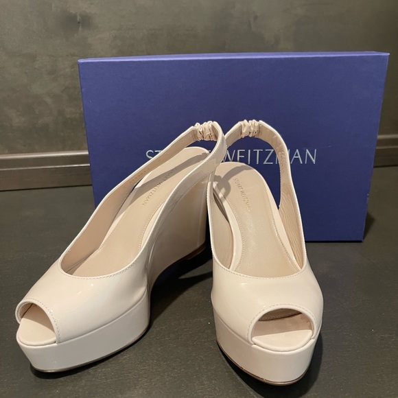 Stuart Weitzman | Shoes | Stuart Weitzman Ivory Patent Platform Sandals ...